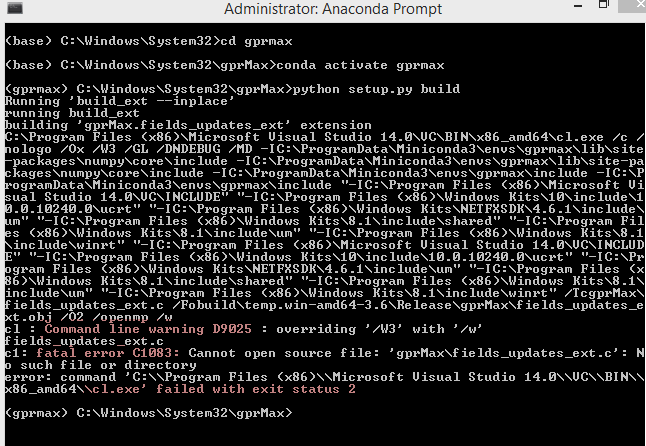 Windows cl.exe error with "python setup.py build" · Issue #174 · gprMax/gprMax · GitHub