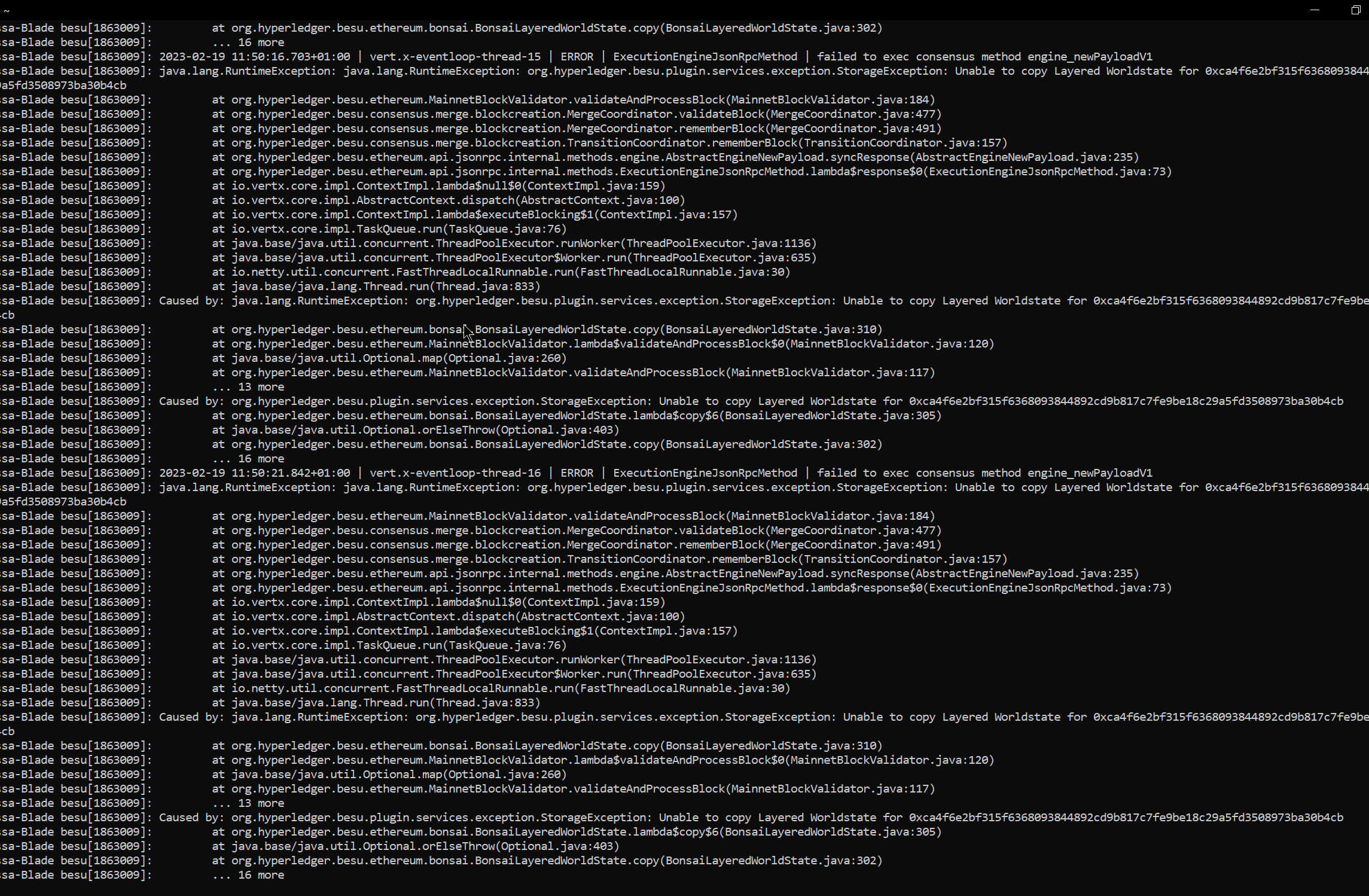 Issue Unable To Copy Layered Worldstate Persists In V23 1 0 · Issue 5112 · Hyperledger Besu
