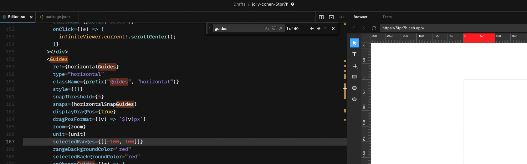 Highlight selected elements or canvas dimmensions · Issue #35 · daybrush/ruler · GitHub