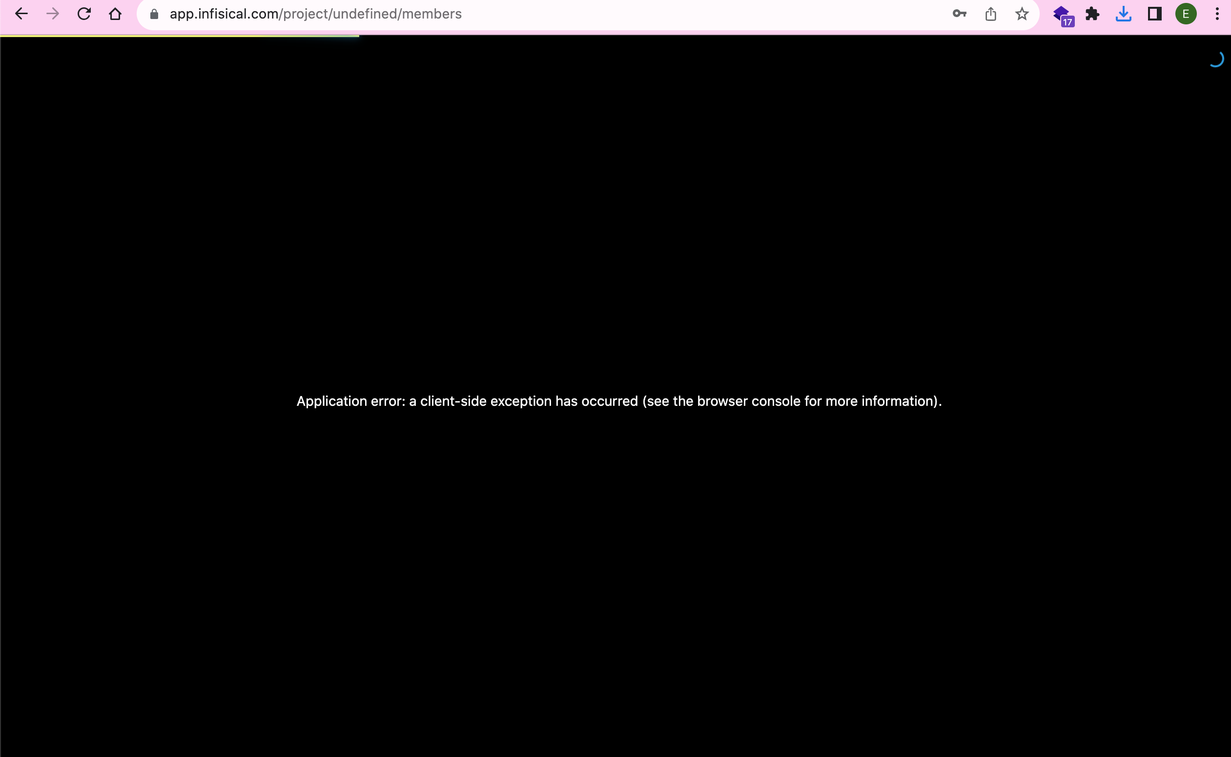 [ENG-146] App throws Application error · Issue #1046 · Infisical/infisical · GitHub