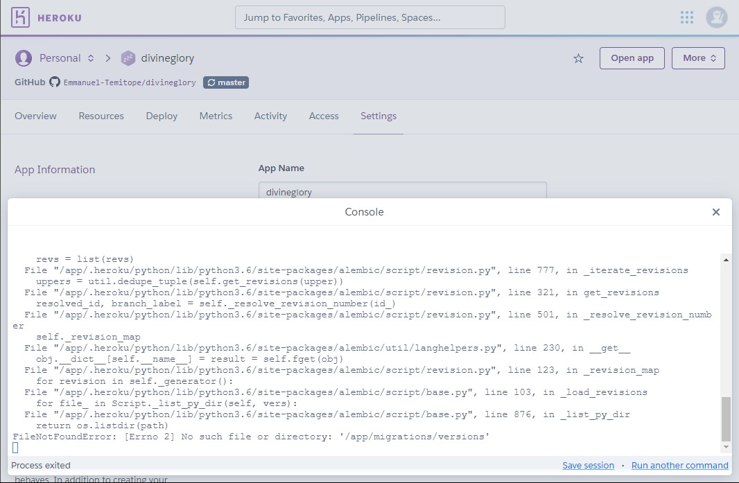 KeyError: 'migrate' on heroku · Issue #370 · miguelgrinberg/Flask-Migrate · GitHub