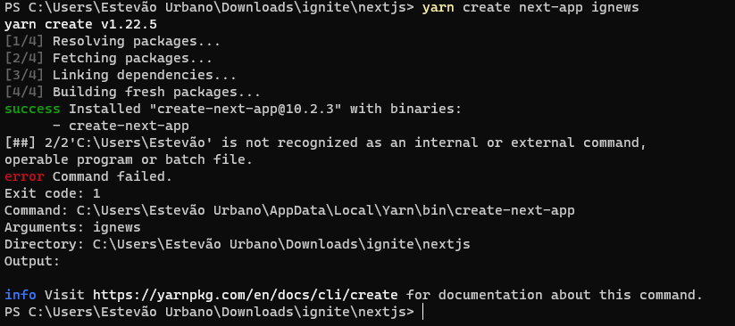 yarn create next-app returns error, but create react-app works just fine · vercel next.js ...