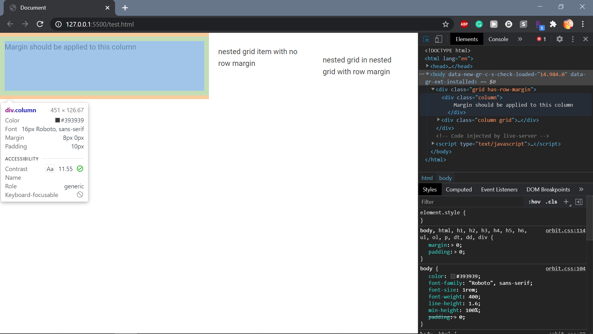 The has-row-margin modifier should only apply to columns within the immediate Grid · Issue #2 ...