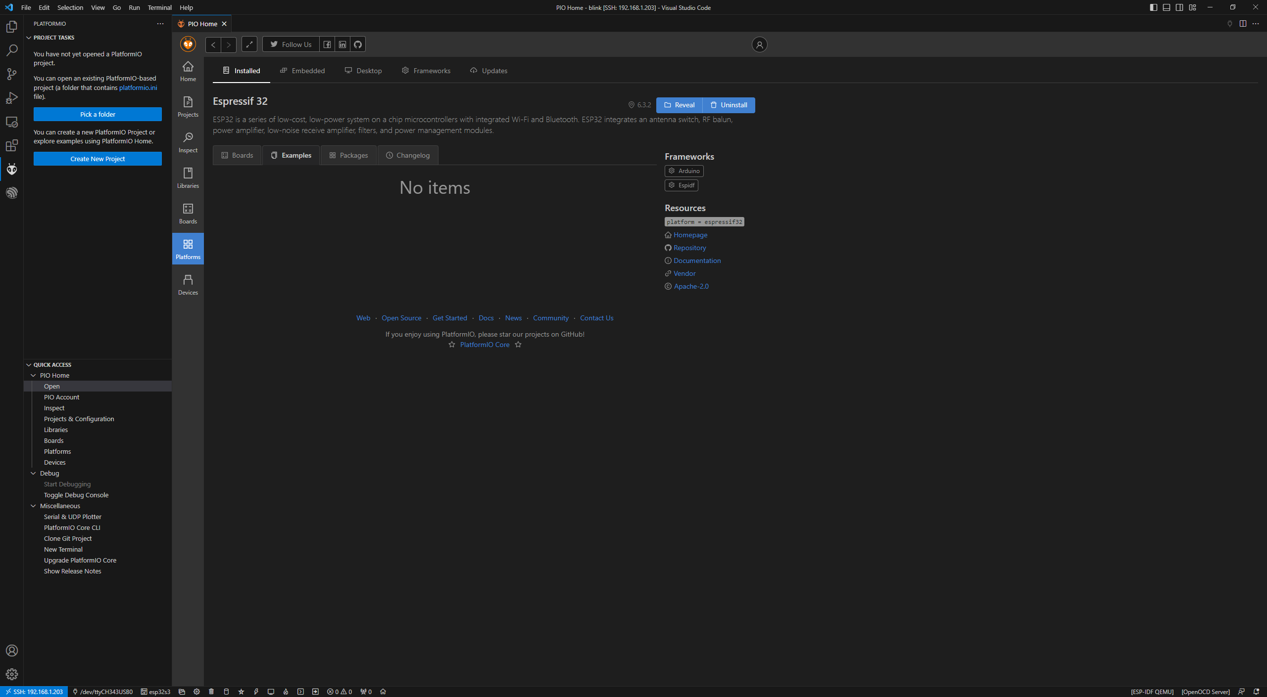 PlatformIO on Visual Studio Code Server: different behaviour on Windows 10 and MacOS Ventura ...
