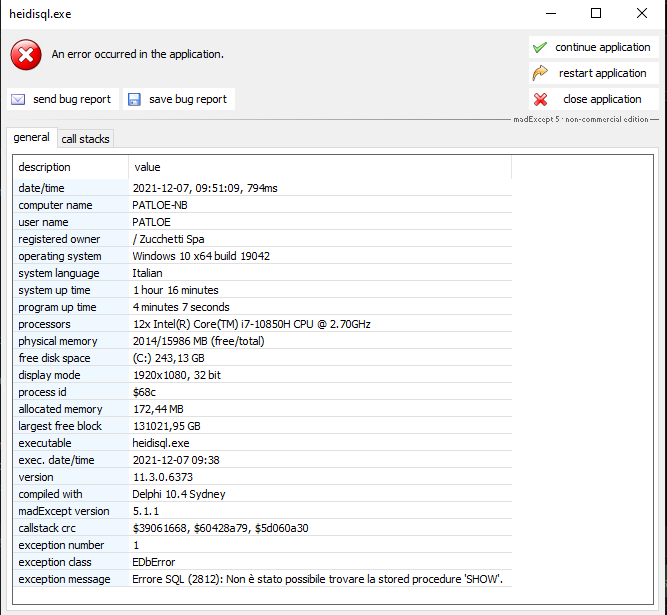 Runtime Exception when trying to modify MSSQL 2019 database · Issue #1495 · HeidiSQL/HeidiSQL ...