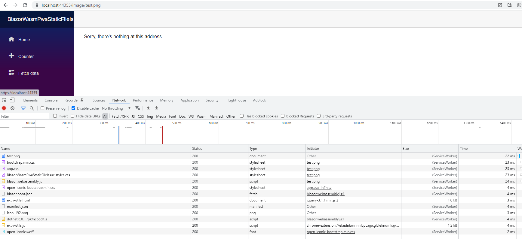 Blazor Wasm Pwa Not Returning Static Files From Root On First Request After Publish Due To