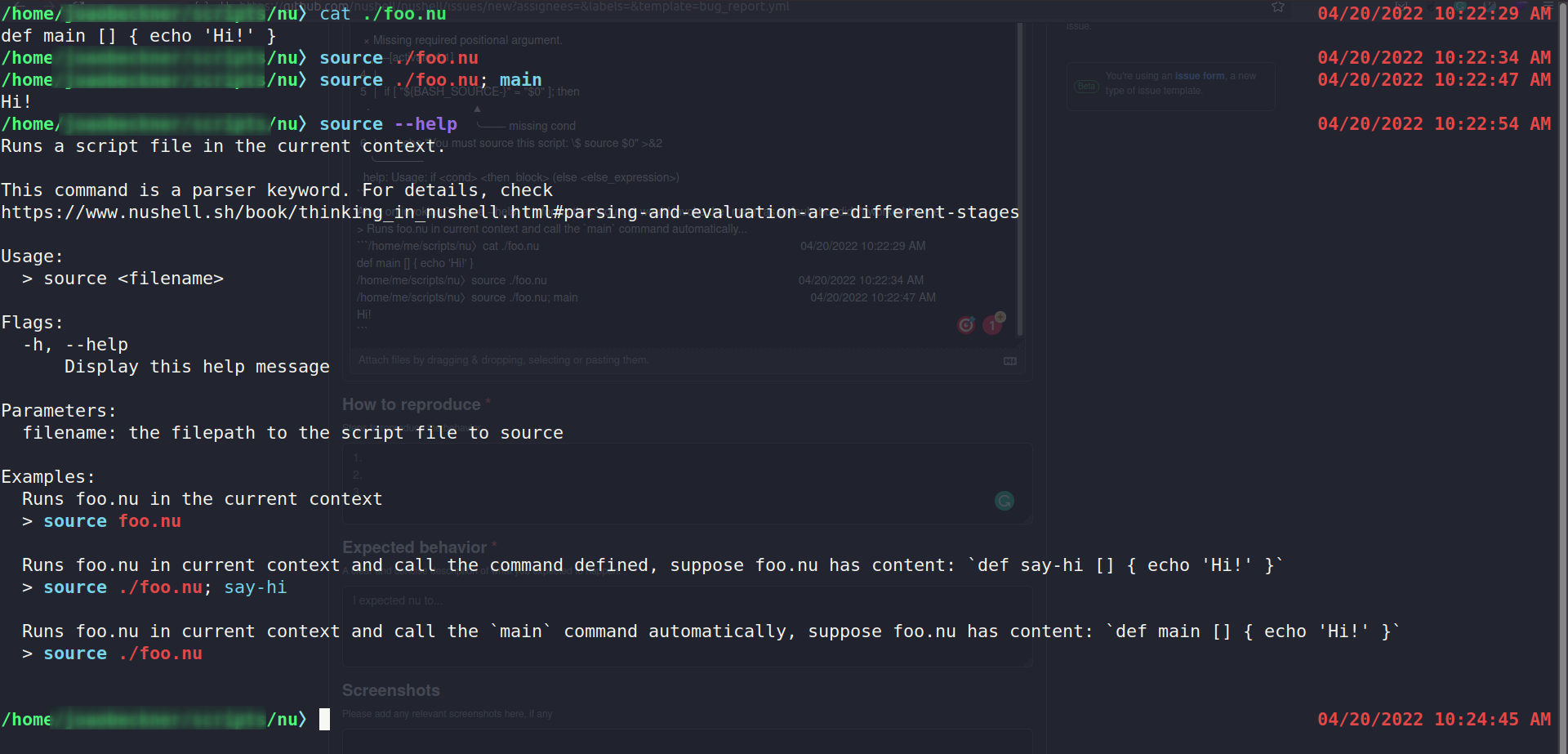 `source` Fails · Issue 5255 · Nushell Nushell · Github