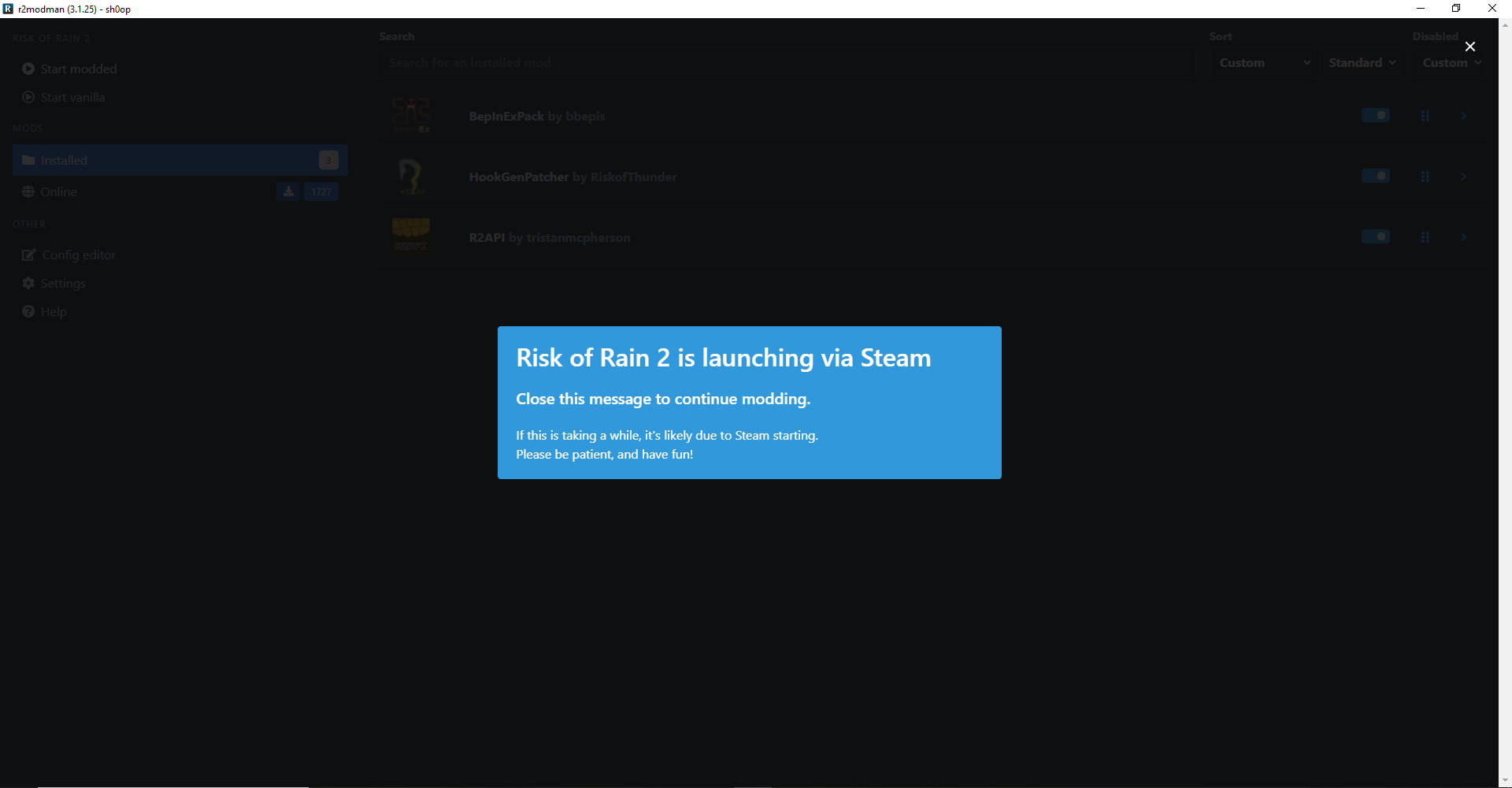 'Start Modded' says Risk of Rain 2 is launching but game never launches · Issue #698 · ebkr ...