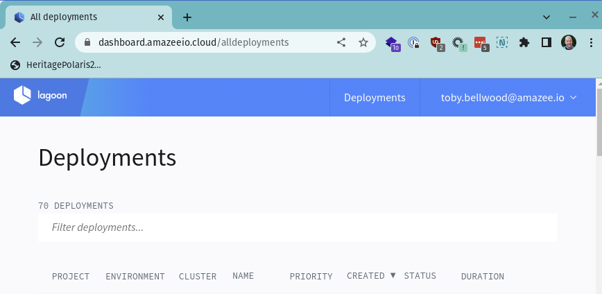 List Overview Of All Running Deployments · Issue 119 · Uselagoon Lagoon Ui · Github