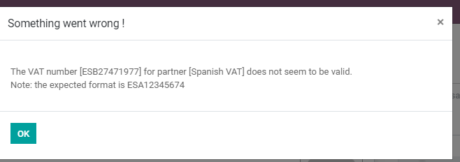VAT number check failed for valid spanish VAT number starting with ESB ...