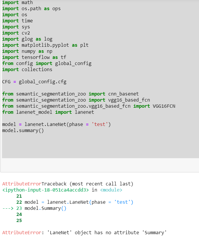 'LaneNet' object has no attribute 'Summary' · Issue #423 · MaybeShewill-CV/lanenet-lane ...