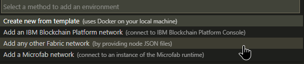 Fabric environment integration with IBM Blockchain Platform VS Code extension through node JSON ...
