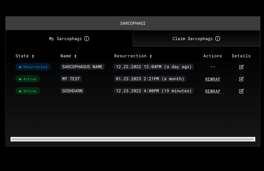 Remove horizontal scroll bar from dashboard · Issue #319 · sarcophagus-org/sarcophagus-v2-app ...