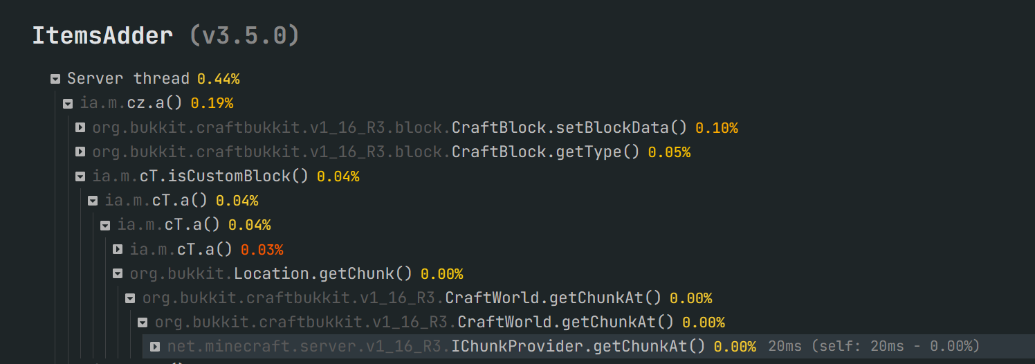 ItemsAdder is lagging the whole server · Issue #2882 · PluginBugs/Issues-ItemsAdder · GitHub