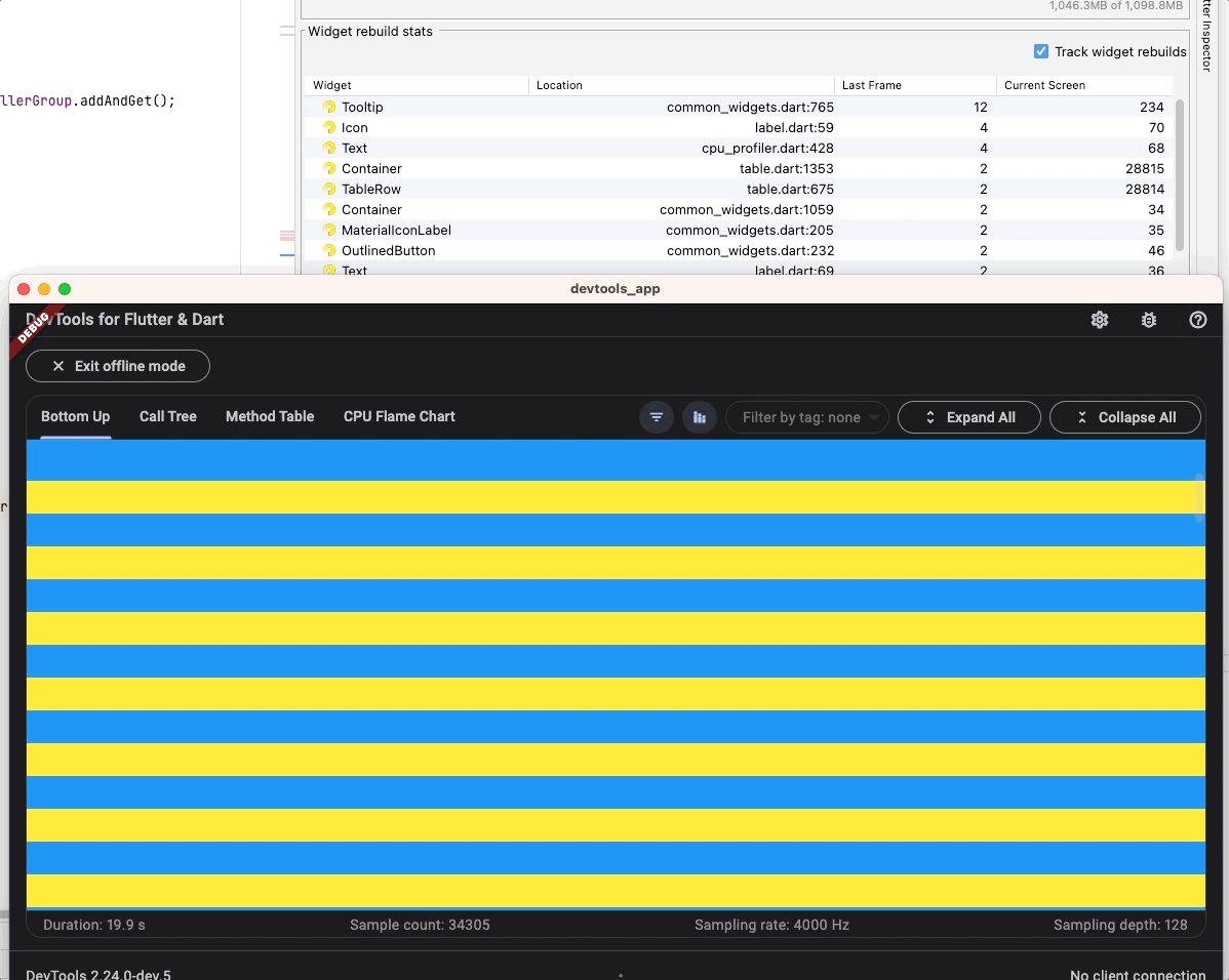 CPU profiler is slow, freezes, dies · Issue #3799 · flutter/devtools · GitHub