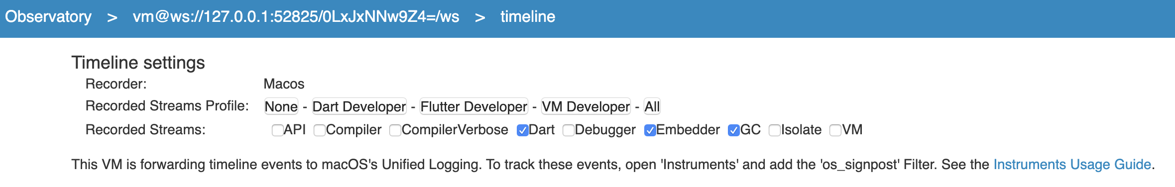 Enable swapping timeline recorders at runtime · Issue #40496 · dart-lang/sdk · GitHub