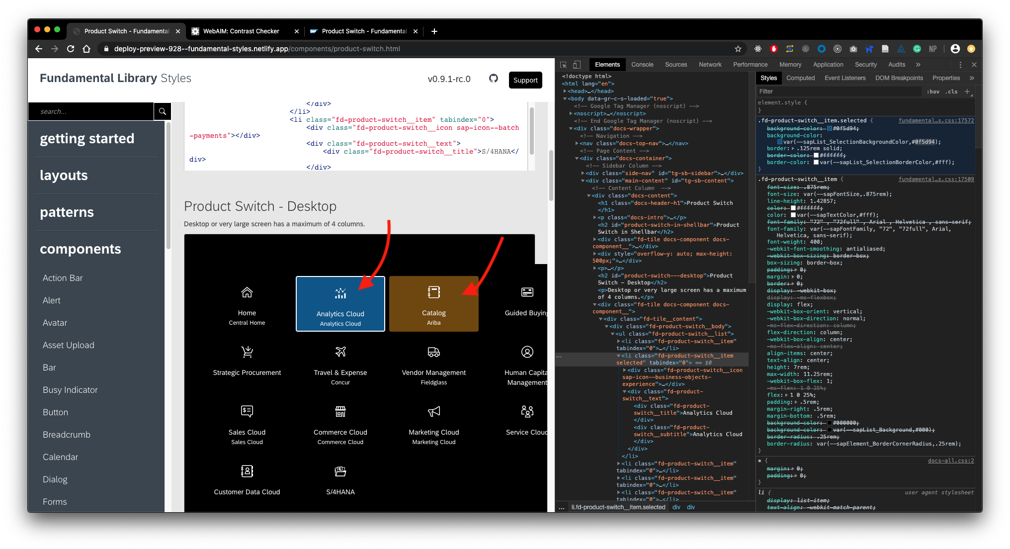 'High Contrast Black' theme Product Switch states WCAG AAA contrast ...