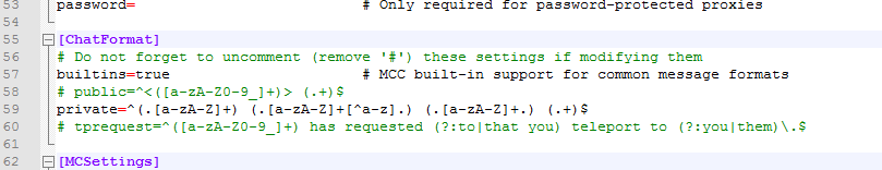 Chat Format Help (If Possible) · Issue #1529 · MCCTeam/Minecraft-Console-Client · GitHub