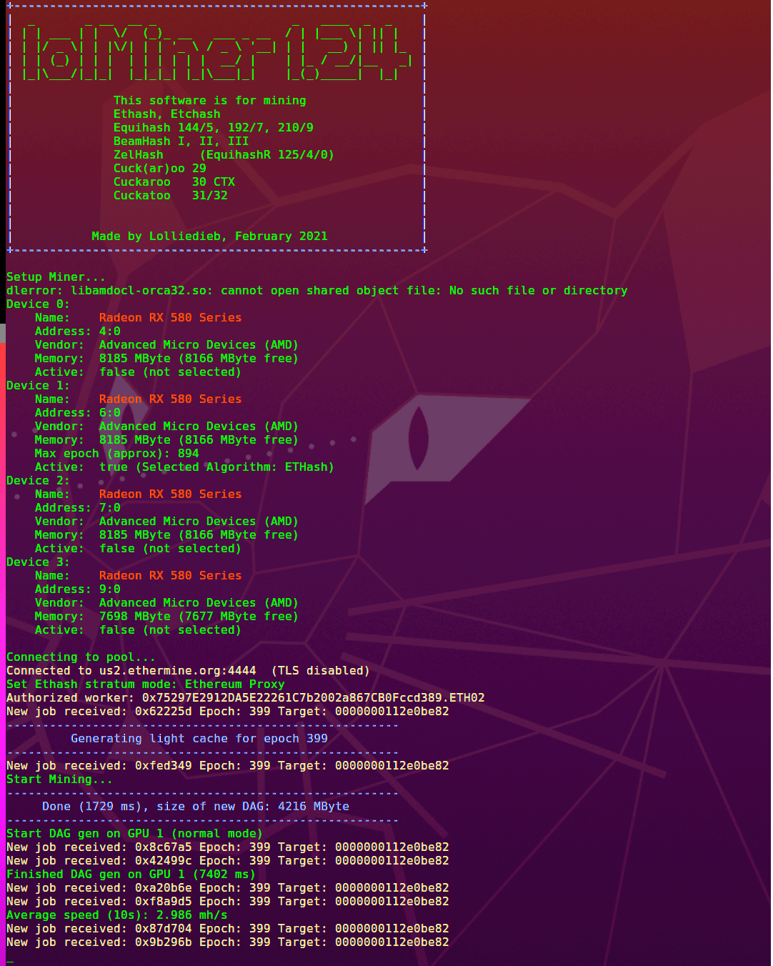 the card for mining with the help of --devices is not selected · Issue ...
