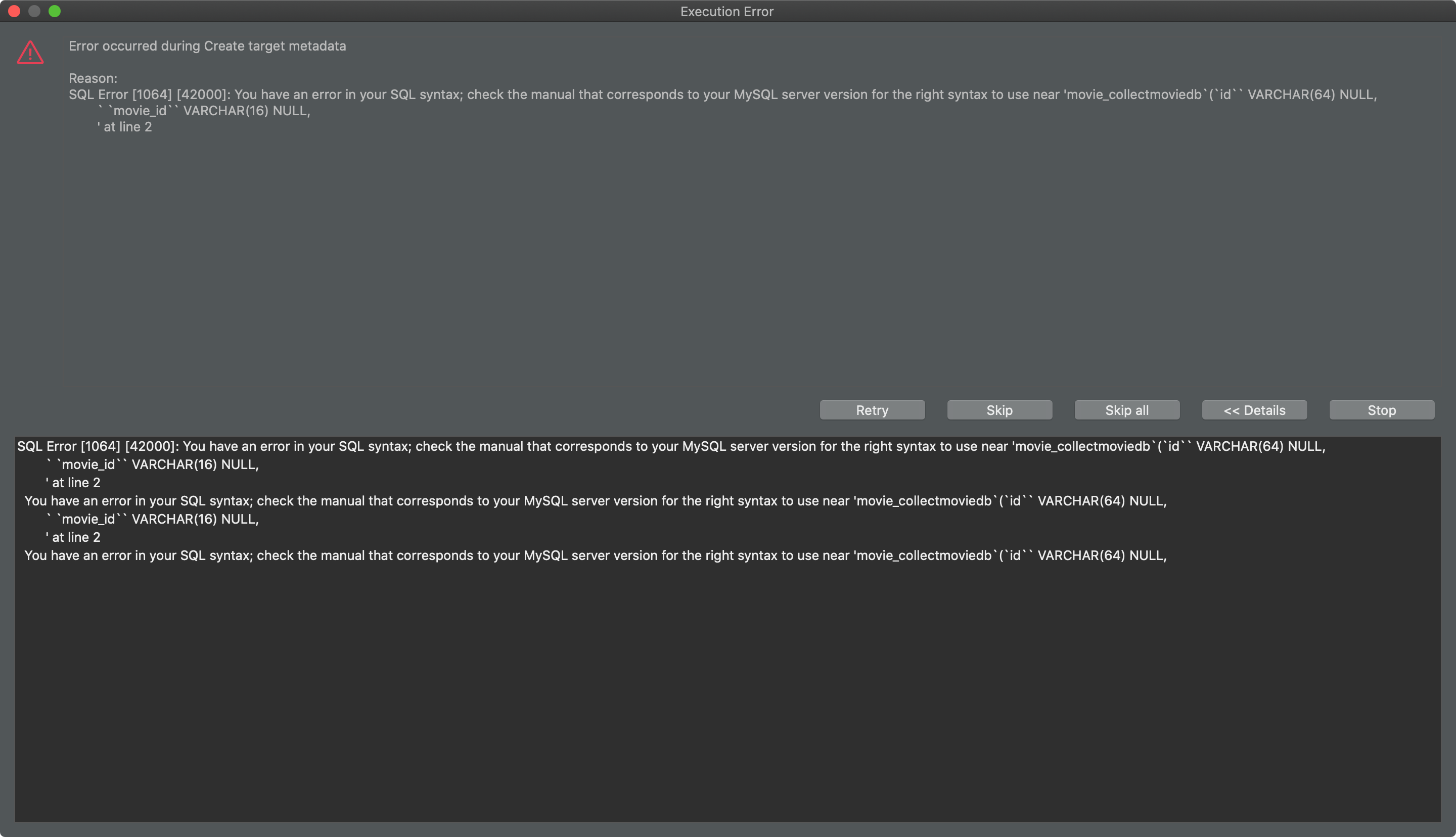 bug: 导入movie_collectmoviedb SQL文件时报错 · Issue #2 · HuQi2018/BiSheServer · GitHub