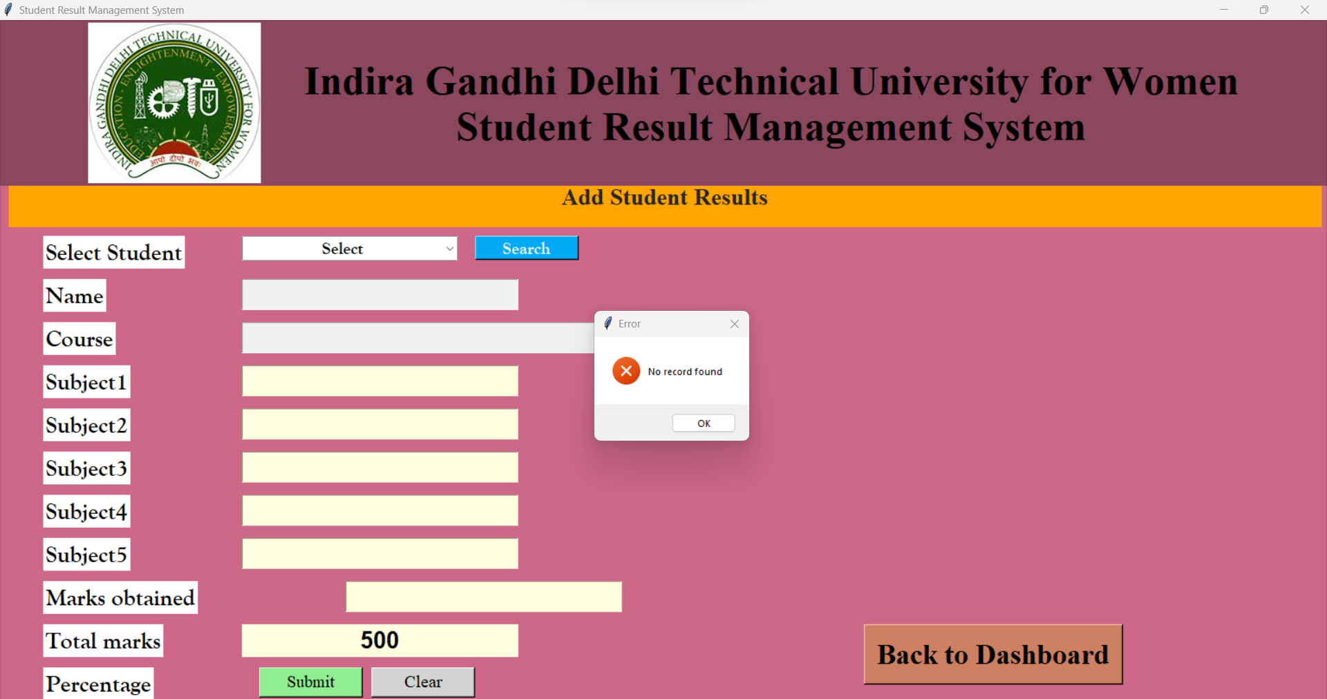 GitHub - Eshaabhasin/StudentResultManagementSystem