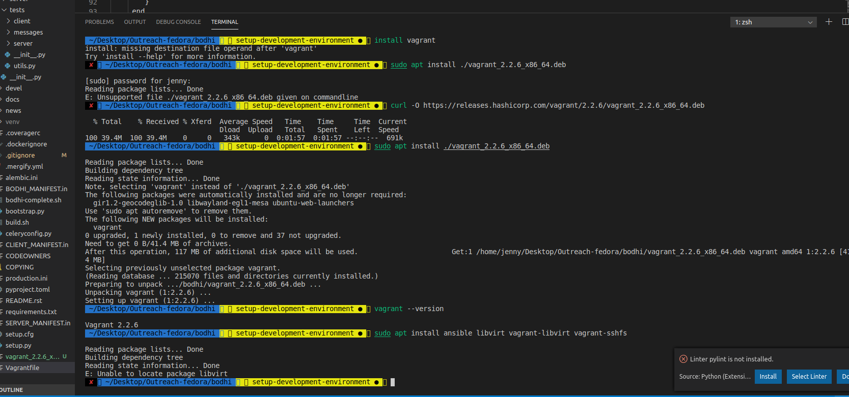 Setup development environment · Issue #3922 · fedora-infra/bodhi · GitHub