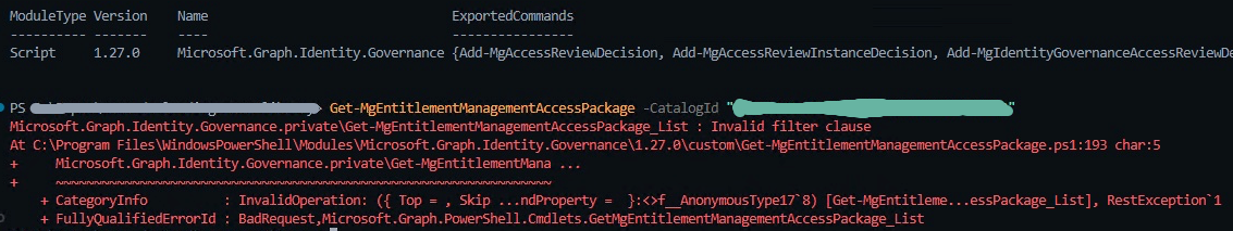 Get-MgEntitlementManagementAccessPackage issue - beta 1.27 · Issue #1988 · microsoftgraph ...