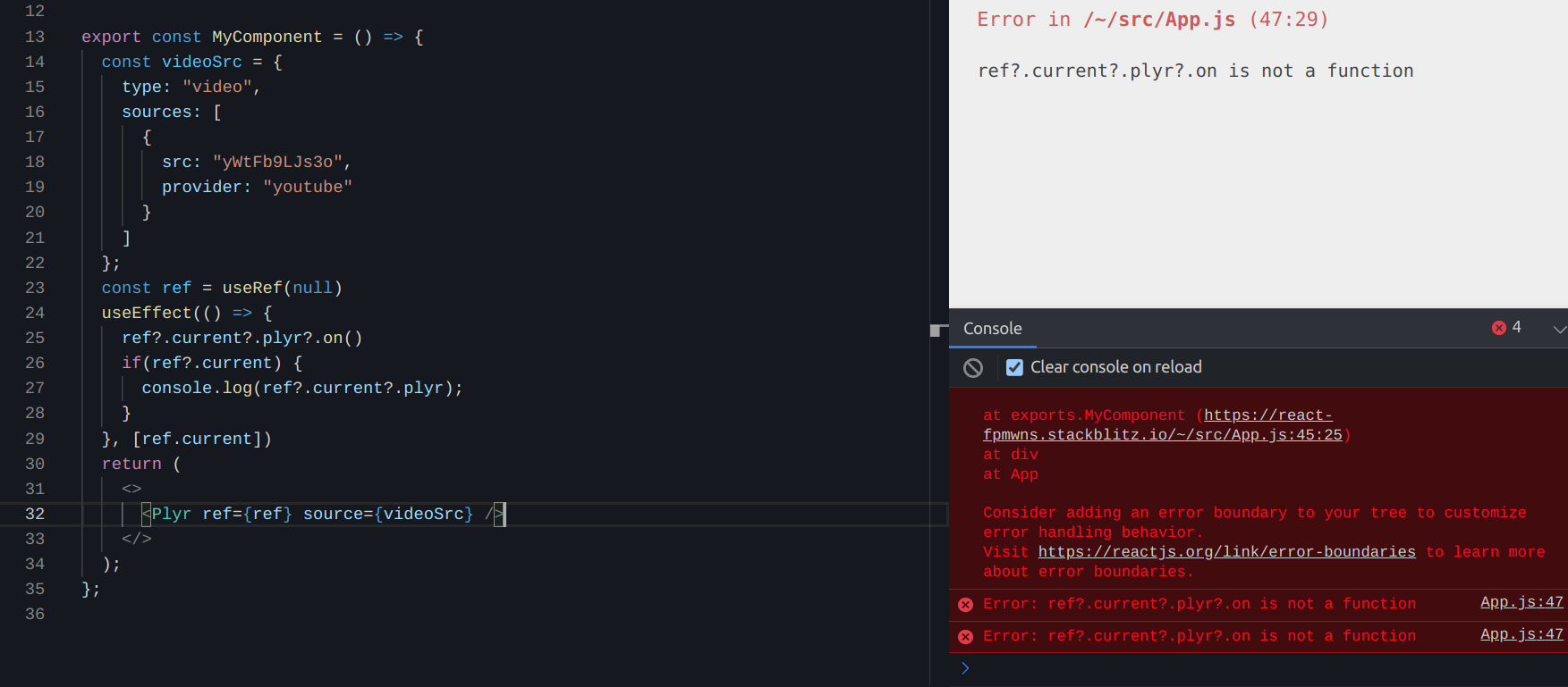 With plyr-react useRef ref?.current?.plyr?.on is not a function 路 Issue ... With plyr-react useRef ref?.current?.plyr?.on is not a function 路 Issue ...