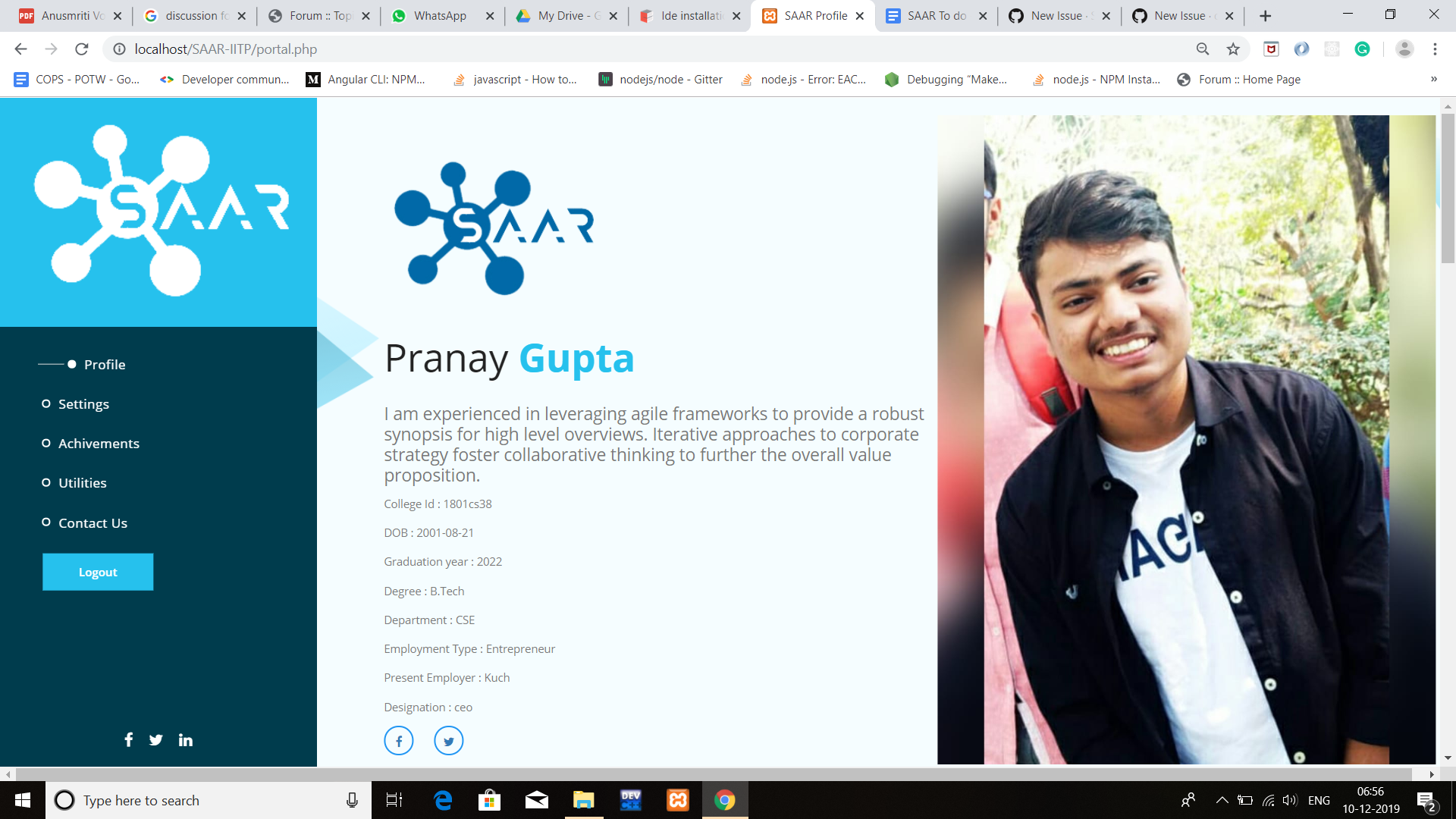 Add Home Button Above Logout Button On Profile Page · Issue 30 · Saar