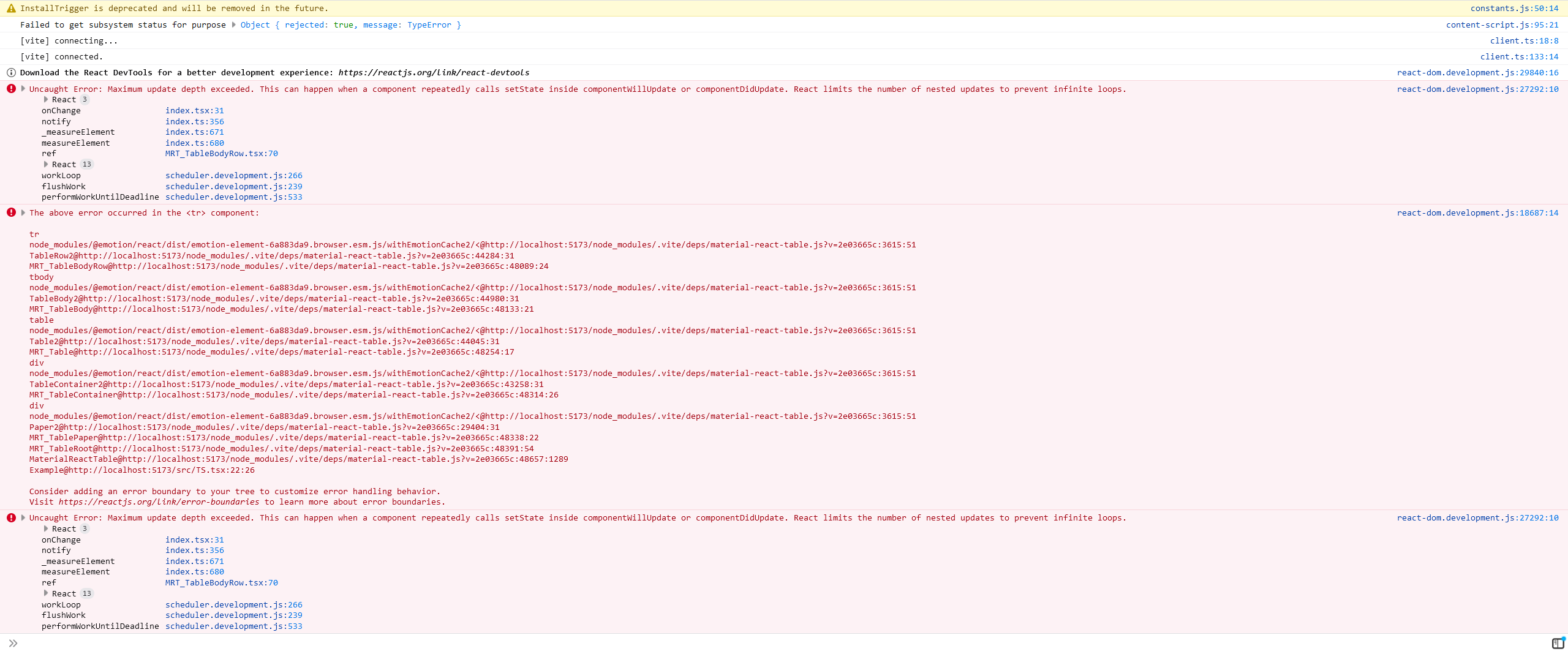 Virtualization Error · Issue 445 · Kevinvandymaterial React Table · Github