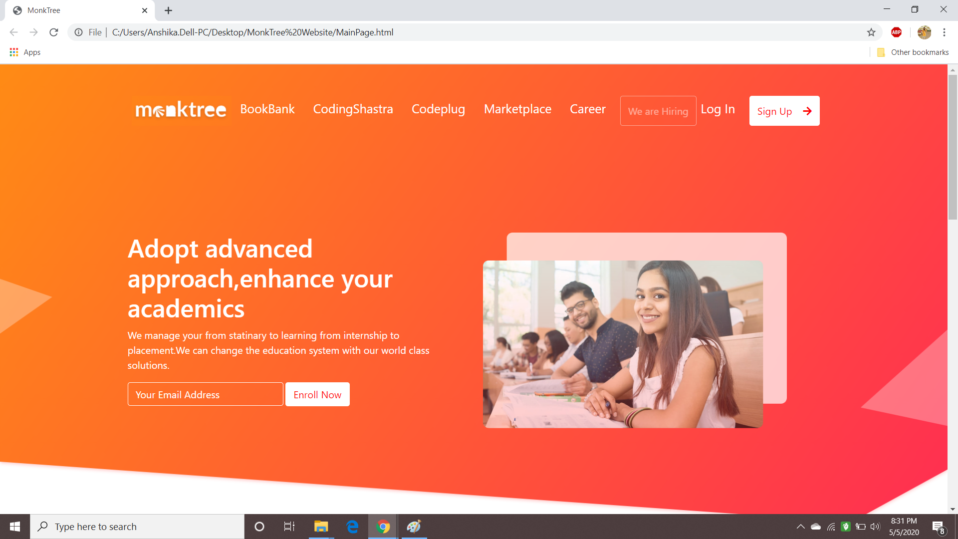GitHub - Anshika-Jain/MonkTreeWebsite