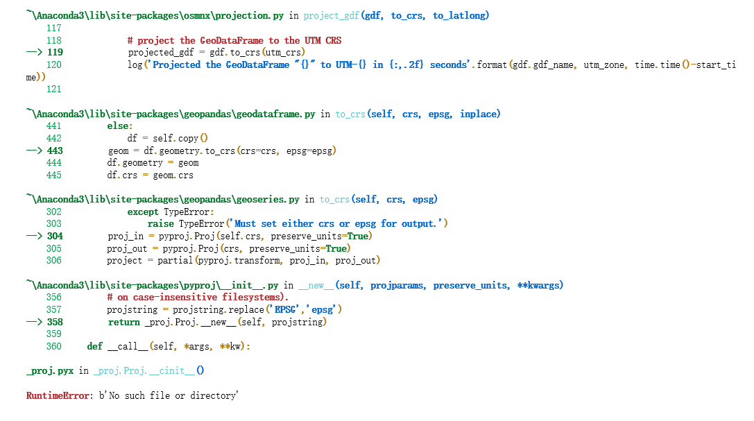 RunTime Error - Cannot run the code at all · Issue #203 · gboeing/osmnx · GitHub