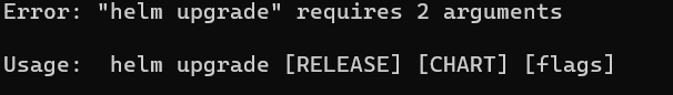 Helm Upgrade Command didn't work. Changing "-i" to "--install" worked ...