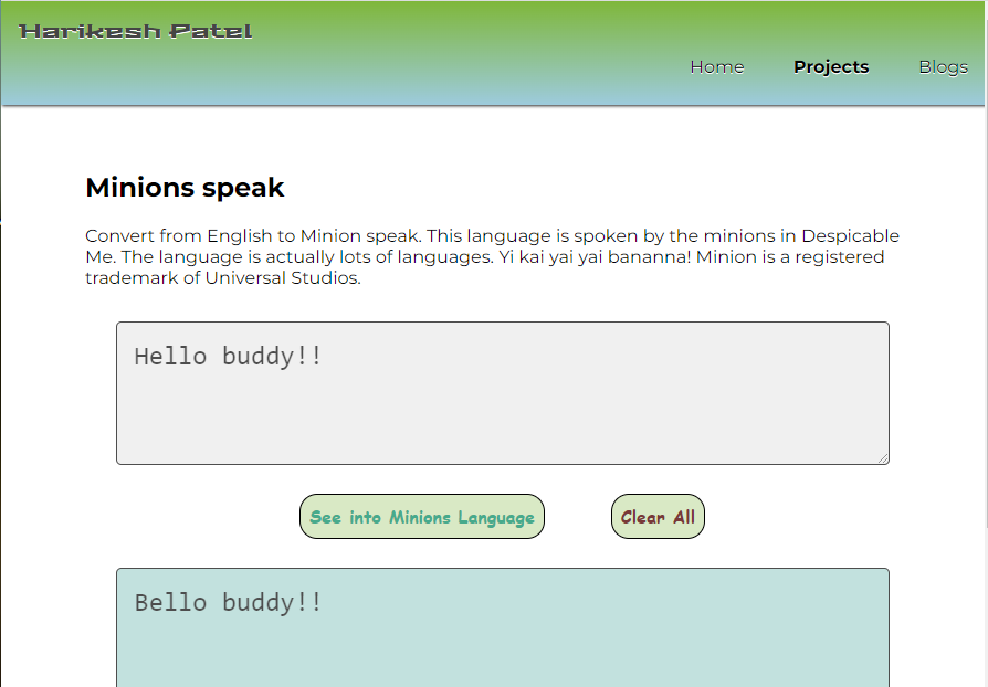 GitHub - kumarharikesh/Minions-speak: Are you a fan of minions? Convert from English to Minion ...