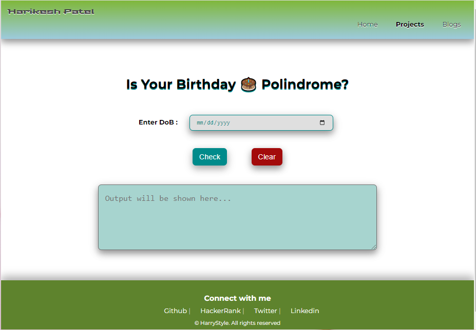 GitHub - kumarharikesh/Palindrome-Birthdays