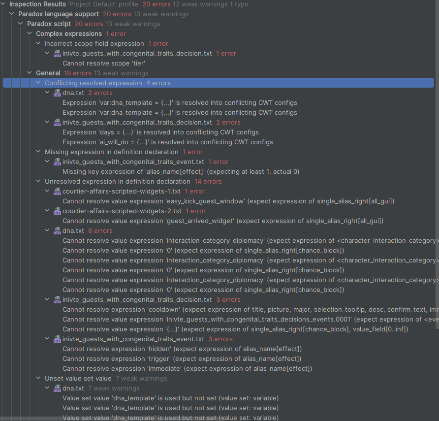 CK3 Modding: Plugin produces IDE Errors upon code inspection · Issue #25 · DragonKnightOfBreeze ...