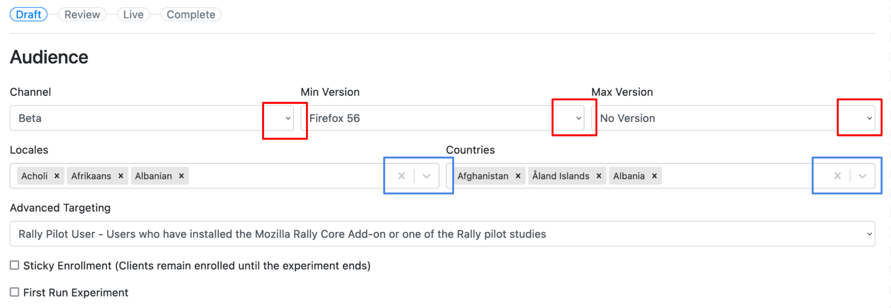 Match dropdown arrows on Audience page · Issue #8093 · mozilla/experimenter · GitHub