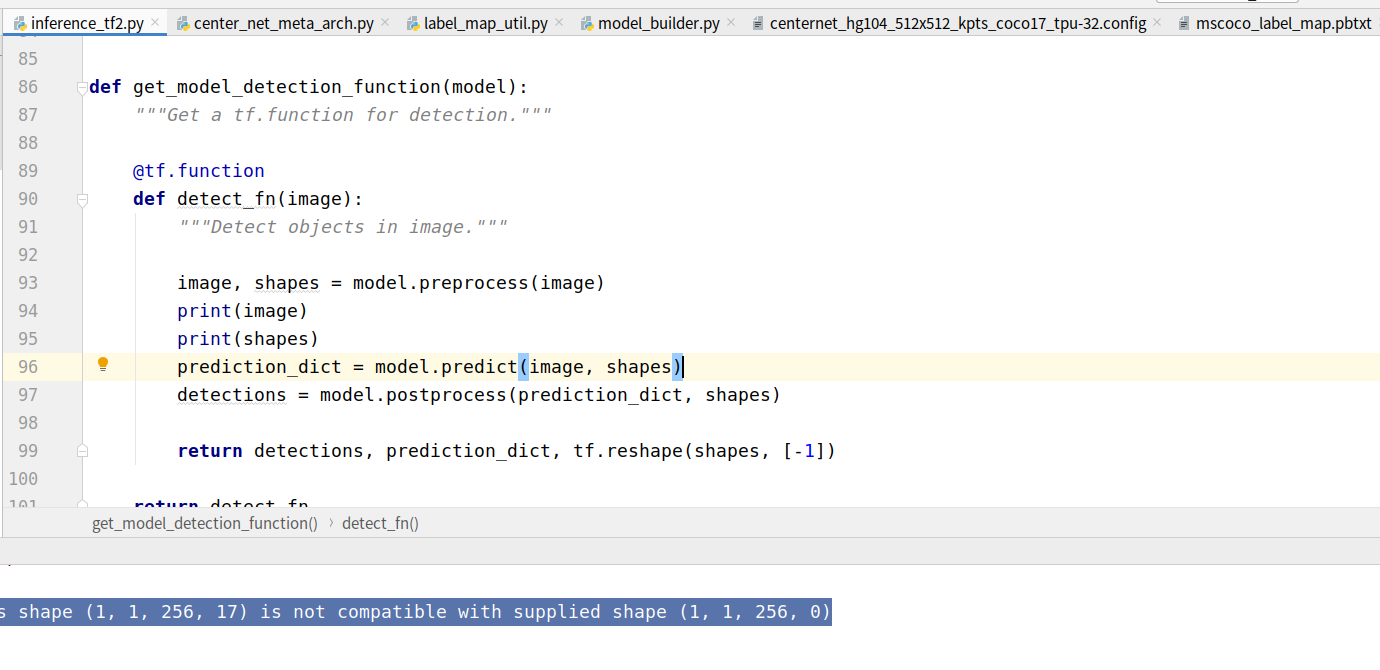ValueError: Tensor's shape (1, 1, 256, 17) is not compatible with ...