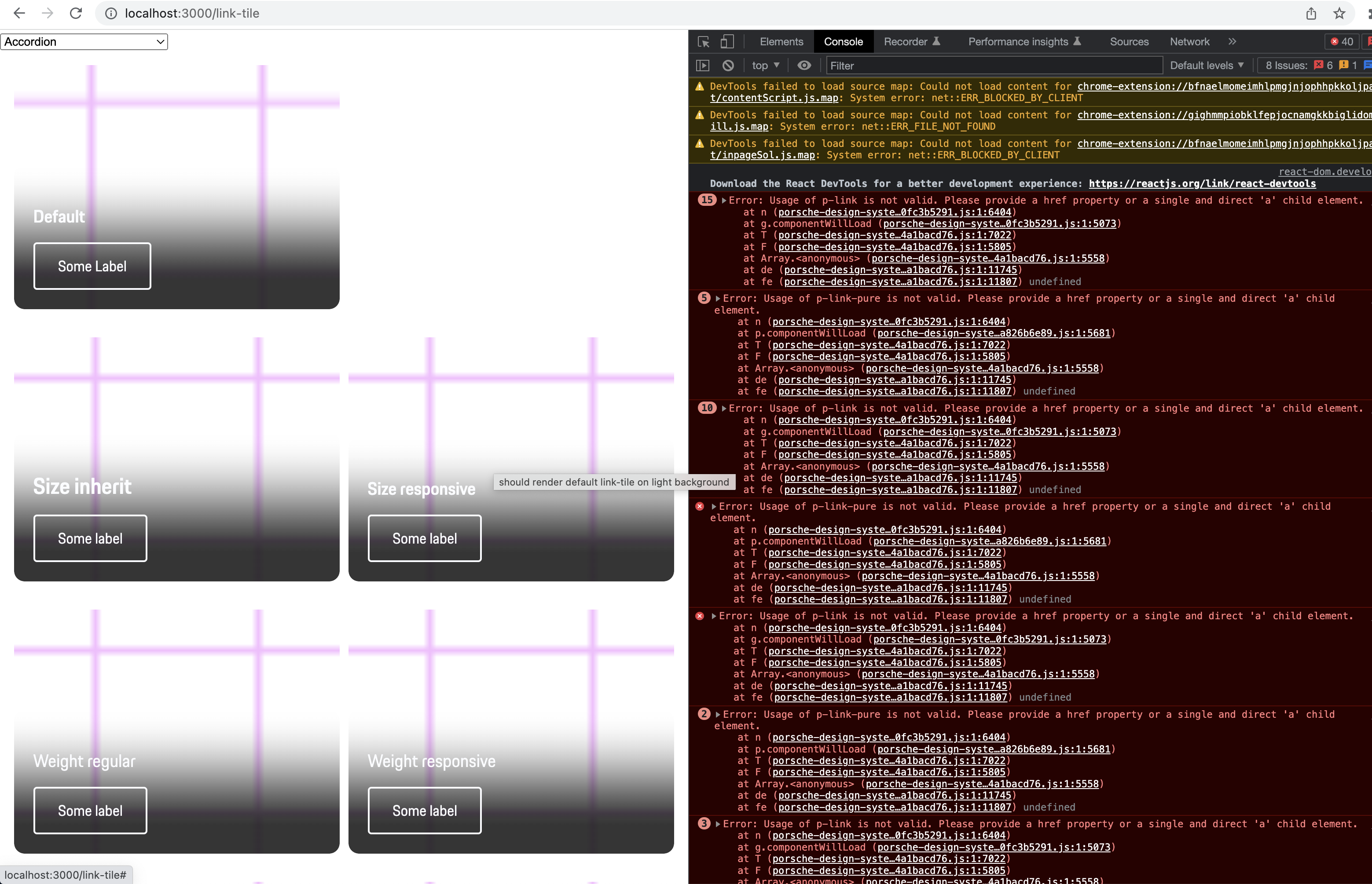 [BUG] - Validation errors of `p-link` and `p-link-pure` within `p-link-tile` during SSR ...