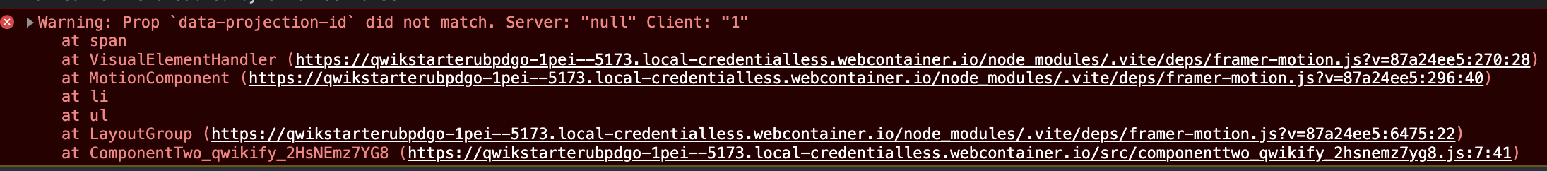 [🐞] Hydration Mismatch When Using Multiple Framer Motion Animated