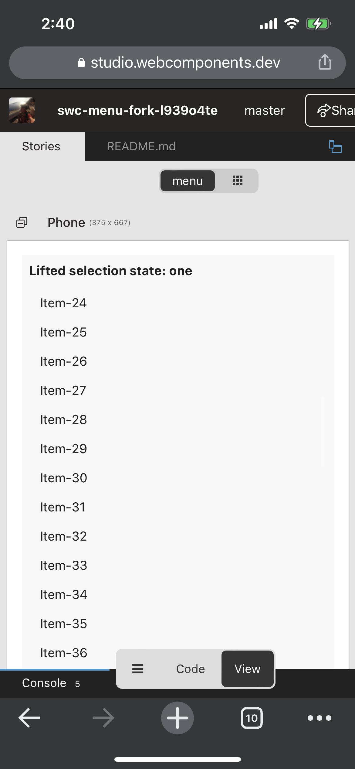 [Bug]: On iOS devices using Dark theme, the scrollbar color for sp-menu component has a very ...