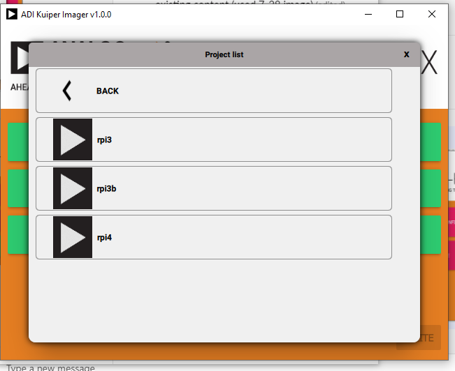 Kuiper's Target: Empty list of projects for RPI3, RPI3B, and RPI4 · Issue #27 · analogdevicesinc ...