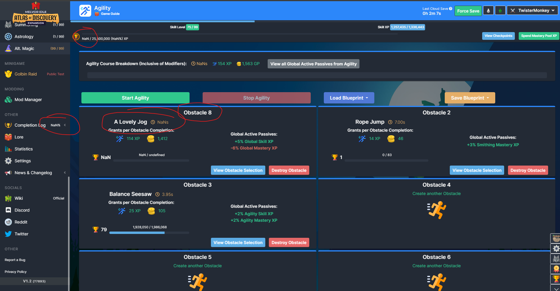 [Bug]: Agility NaN Error / No Obstacle 1 · Issue #3700 · MelvorIdle/melvoridle.github.io · GitHub