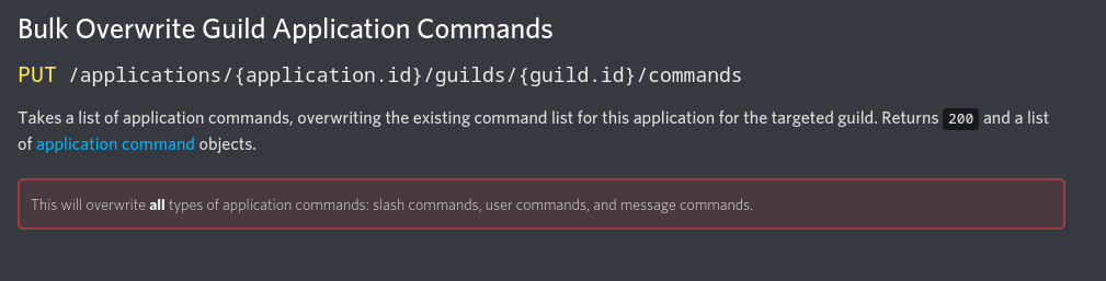 Parameters For Bulk Overwriting Commands Are Unclear · Issue 4481 · Discorddiscord Api Docs