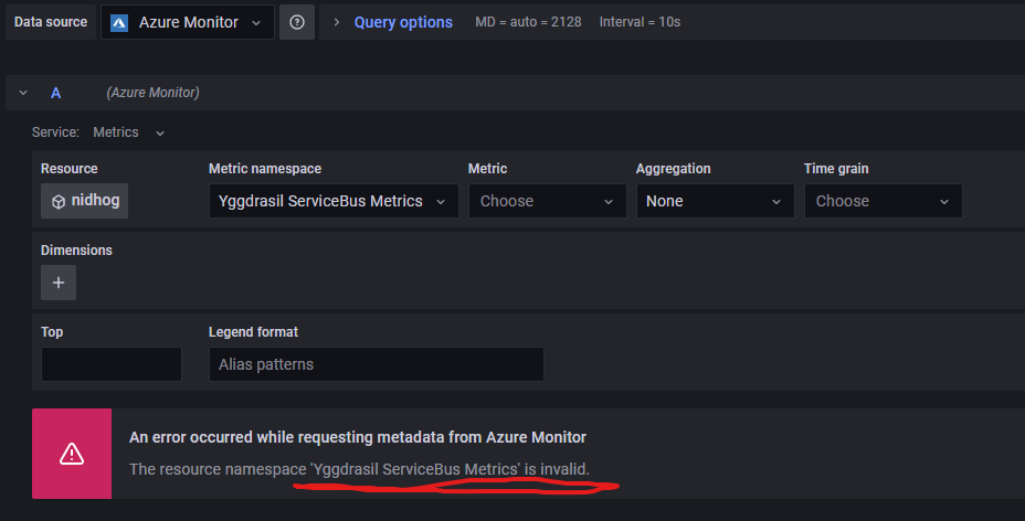 Azure Monitor: Custom Metric Namespaces not working (Grafana 9.1.3) · Issue #54757 · grafana ...