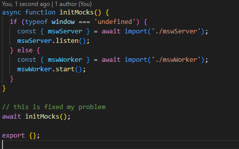 With-msw example, If api call was made inside a useEffect block in first render, msw would be ...