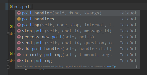 How to get a list of voted users? · Issue #851 · eternnoir/pyTelegramBotAPI · GitHub