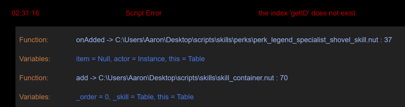 [BUG] Adding Gravesman perk when wielding nothing results in an error. · Issue #158 · Battle ...