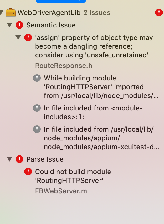 WebDriverAgent failed to build: Assign property / Could not build RoutingHTTPServer · Issue ...