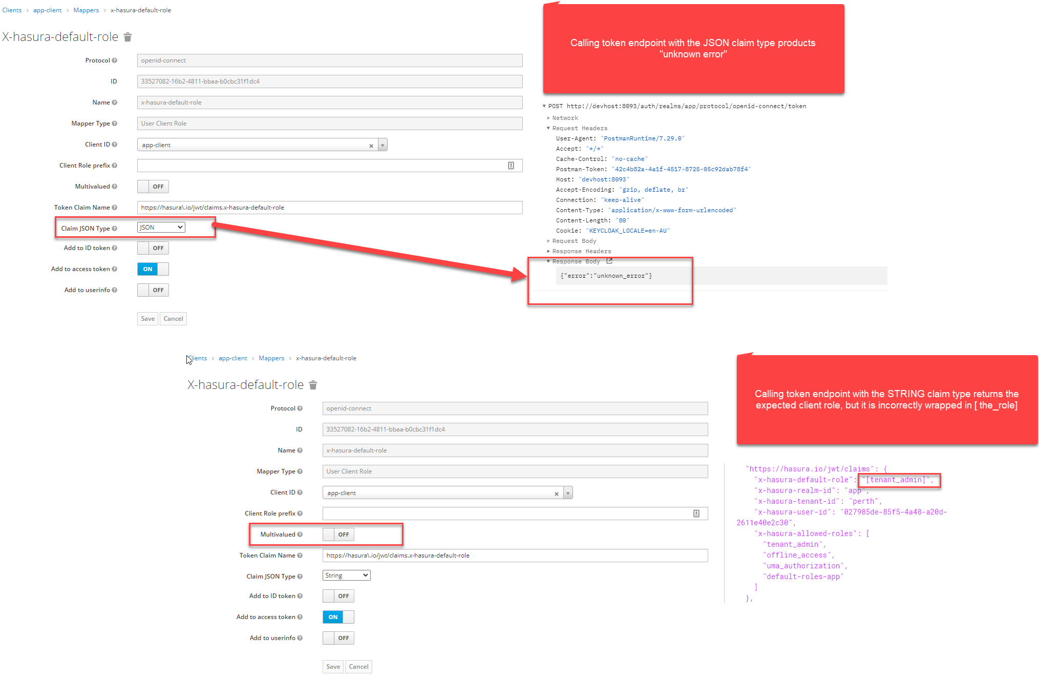 Mapper for client roles with multivalued disabled, still sets the value ...